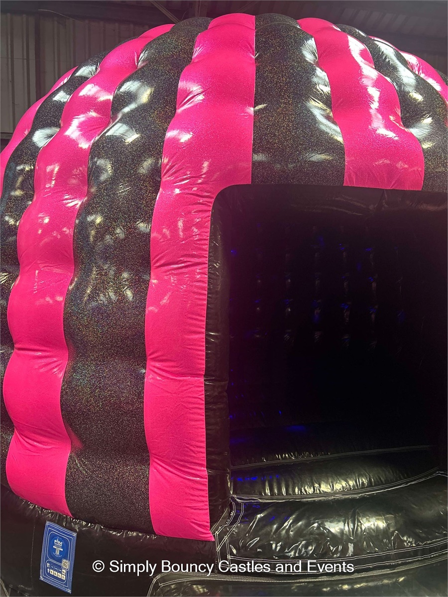 Pink & Black Glitter Disco Dome Hire | Simply Bouncy Castles