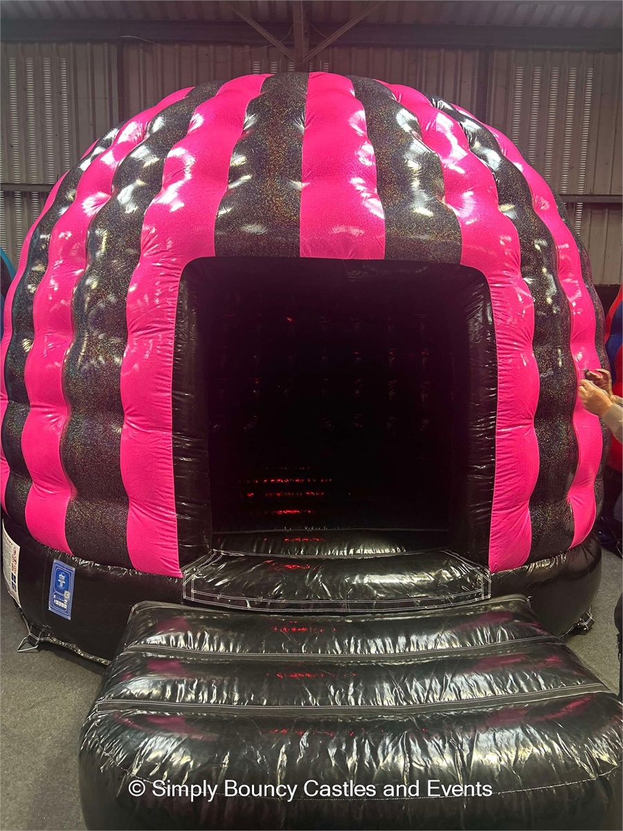 Pink & Black Glitter Disco Dome Hire | Simply Bouncy Castles