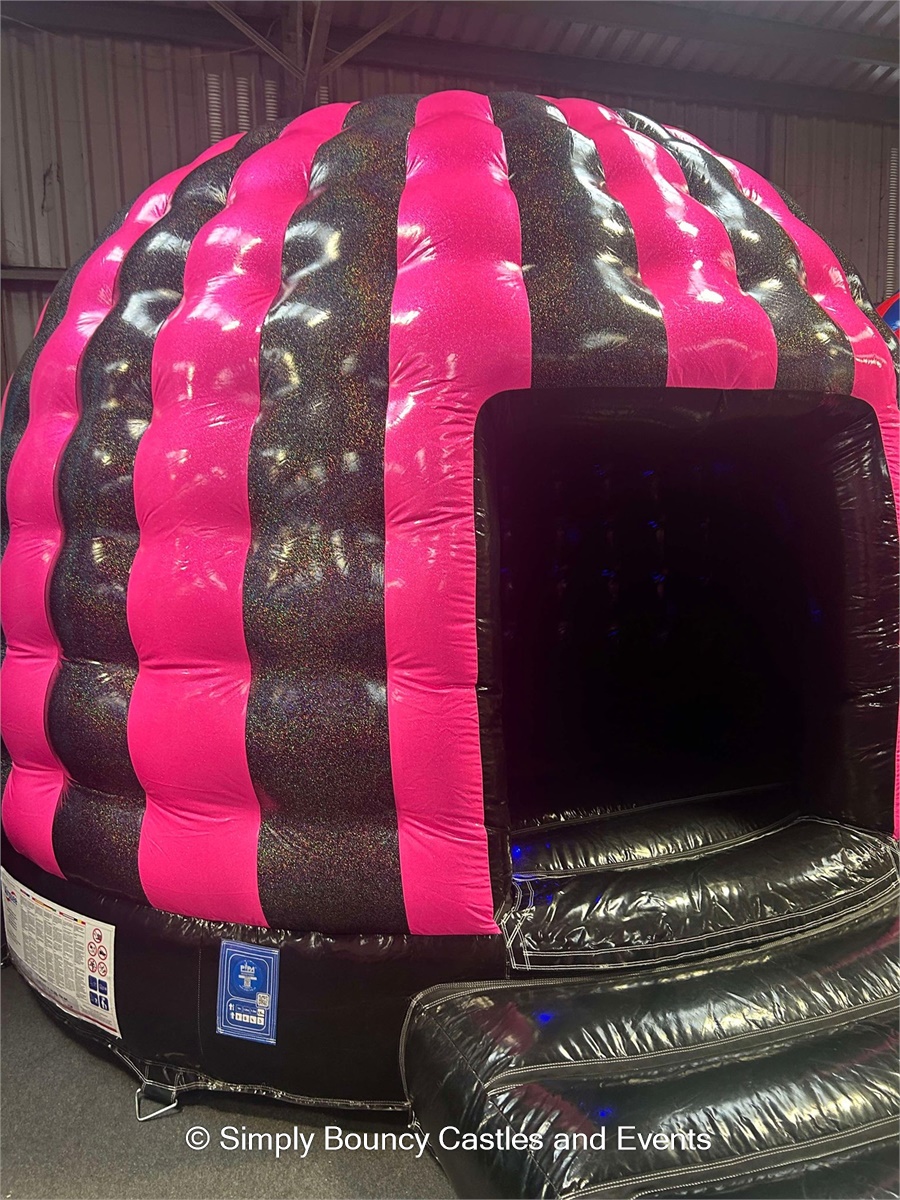 Pink & Black Glitter Disco Dome Hire | Simply Bouncy Castles